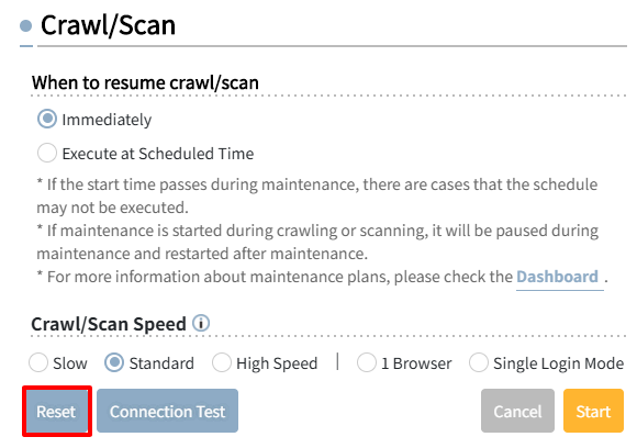 I would like to stop the crawl or scan midway and start over from the ...
